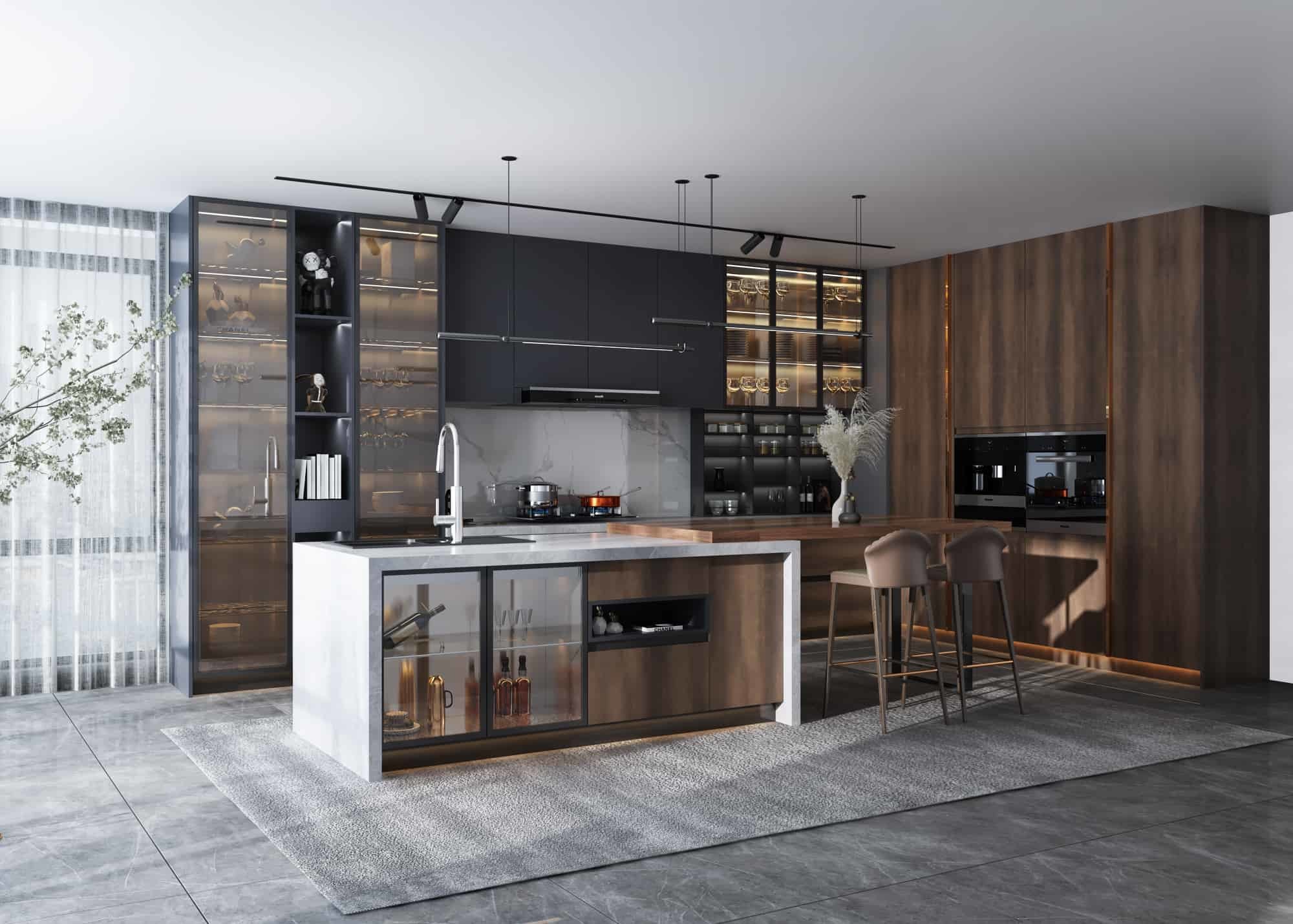 Hairline Embossed Stainless Steel Kitchen Cabinets 304/316 Grade